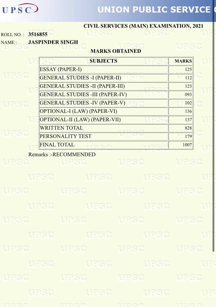 Jaspinder Singh UPSC Marksheet, Age, Instagram I'd - IAS Bio