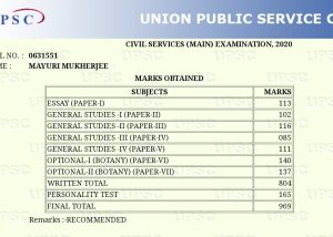 Mayuri Mukherjee UPSC Marksheet, Optional Subject, Age, Posting